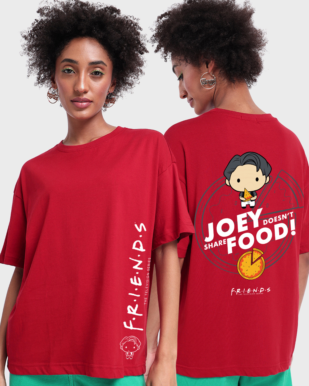 Buy Women's Red Joey Doesn't Share Food Typography Oversized T-shirt ...