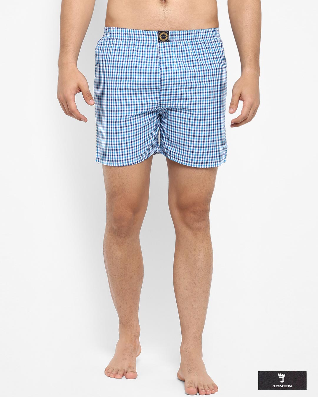 Buy Joven | White and Blue Checked Boxers Online in India at Bewakoof