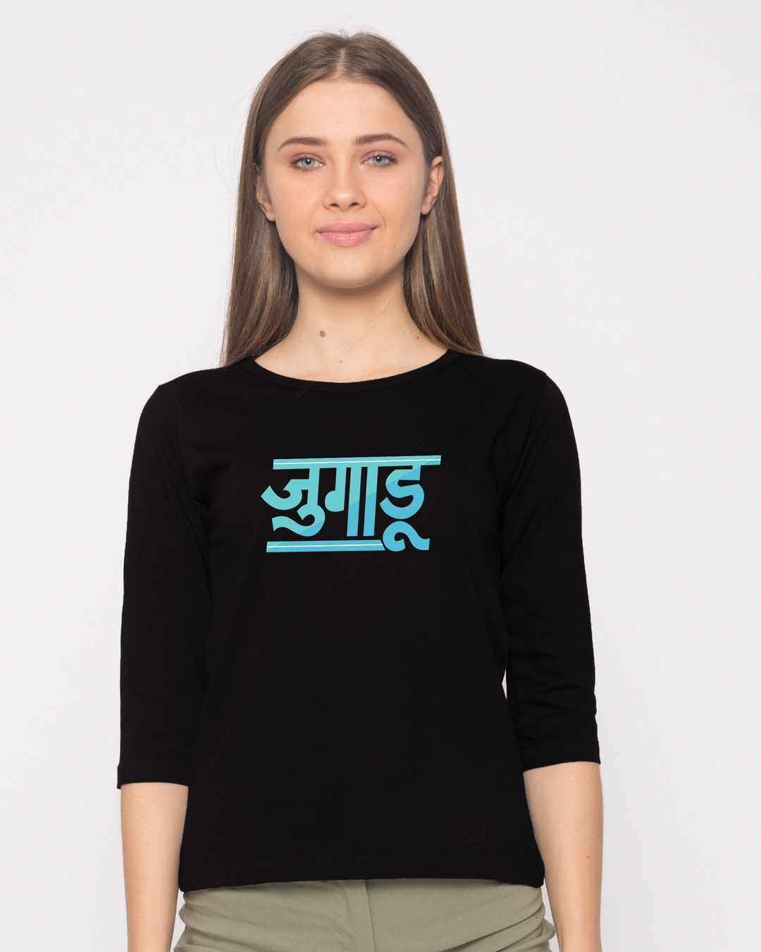 Buy Jugaadu Hindi Round Neck 3/4th Sleeve T-Shirt Online at Bewakoof