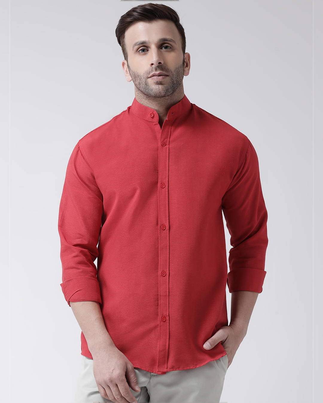 Buy Riag Full Sleeves Cotton Casual Chinese Neck Shirt Online at Bewakoof