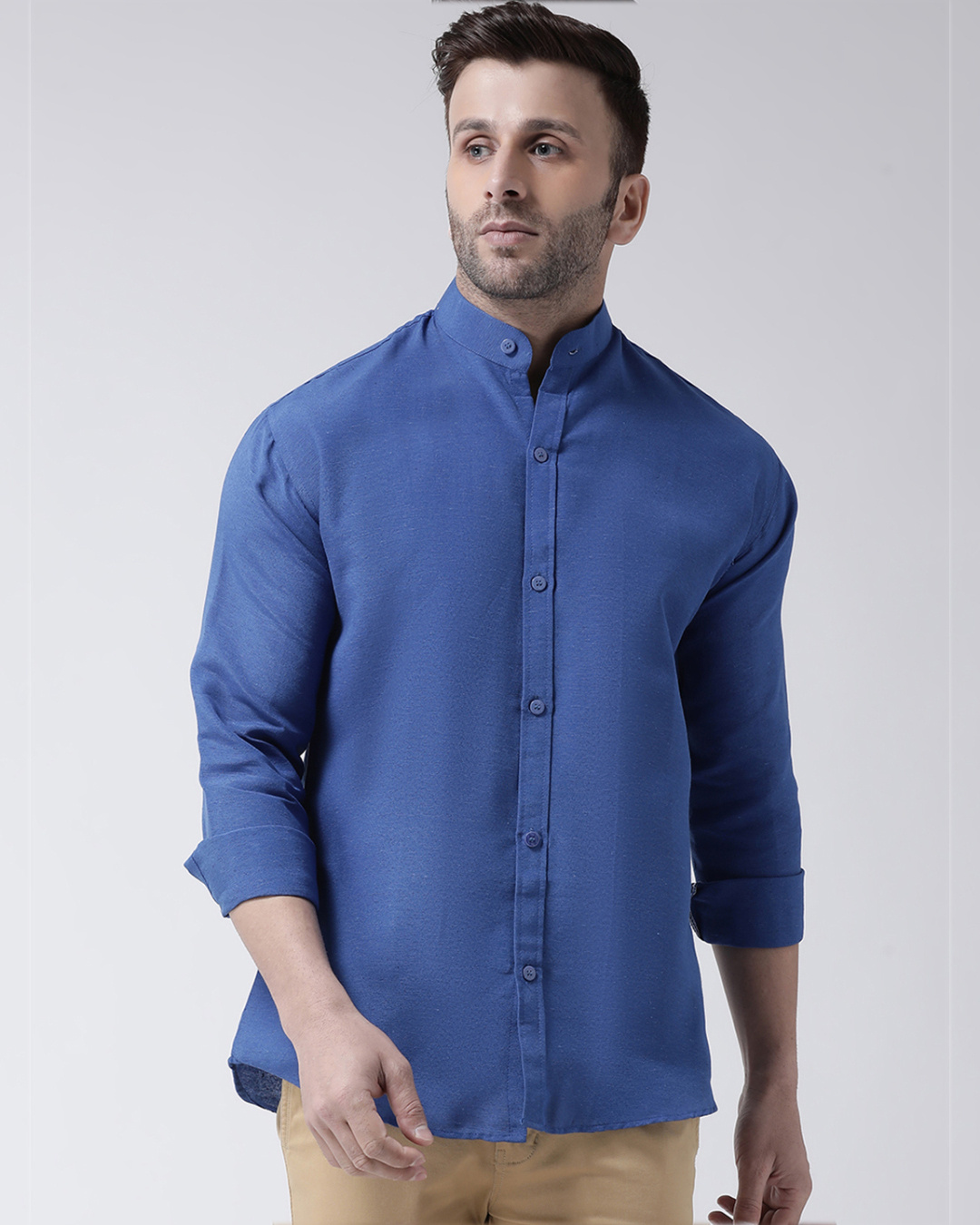Buy Riag Full Sleeves Cotton Casual Chinese Neck Shirt Online at Bewakoof