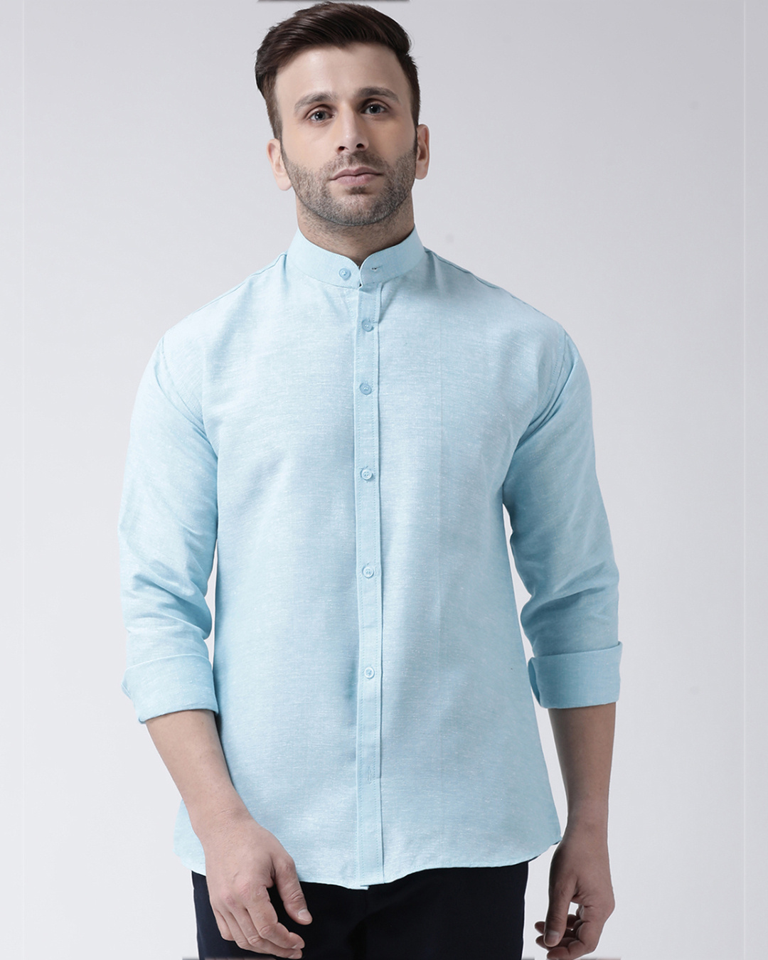 Buy Riag Full Sleeves Cotton Casual Chinese Neck Shirt Online at Bewakoof
