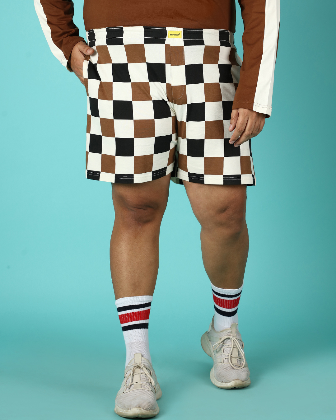 Buy Men's Brown & White Checked Plus Size Boxers Online in India at ...