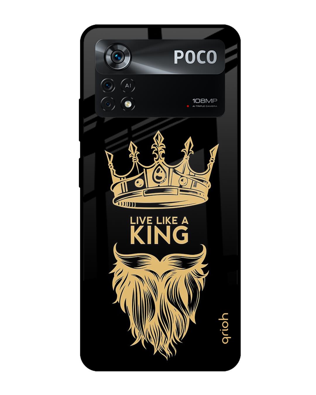 Buy King Life Printed Premium Glass Cover for Poco X4 Pro 5G (Shock ...