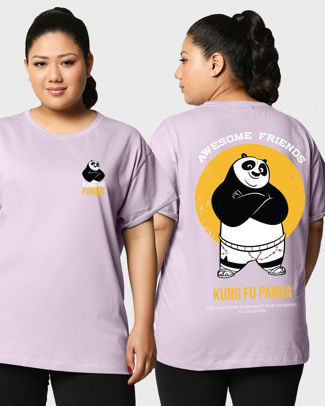 Buy Women's Purple Kung Fu Panda Graphic Printed Boyfriend Plus Size T ...