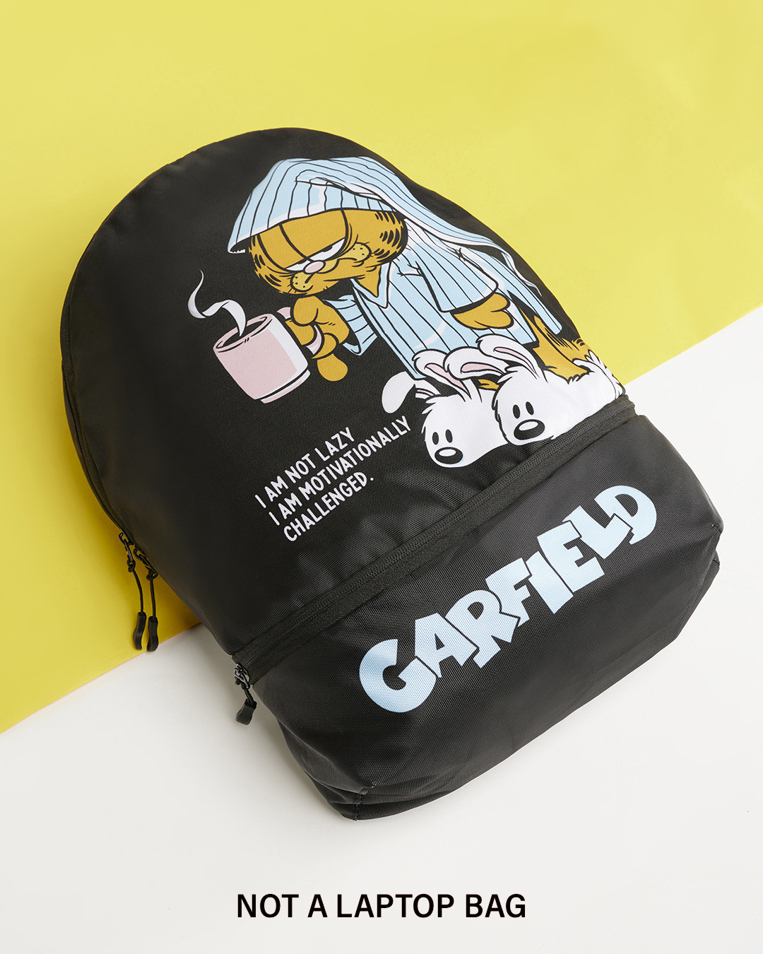 Buy Unisex Black Lazy Garfield Small Backpack Online in India at Bewakoof