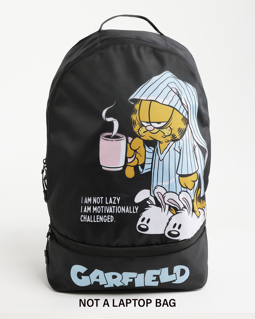 Buy Unisex Black Lazy Garfield Small Backpack Online in India at Bewakoof