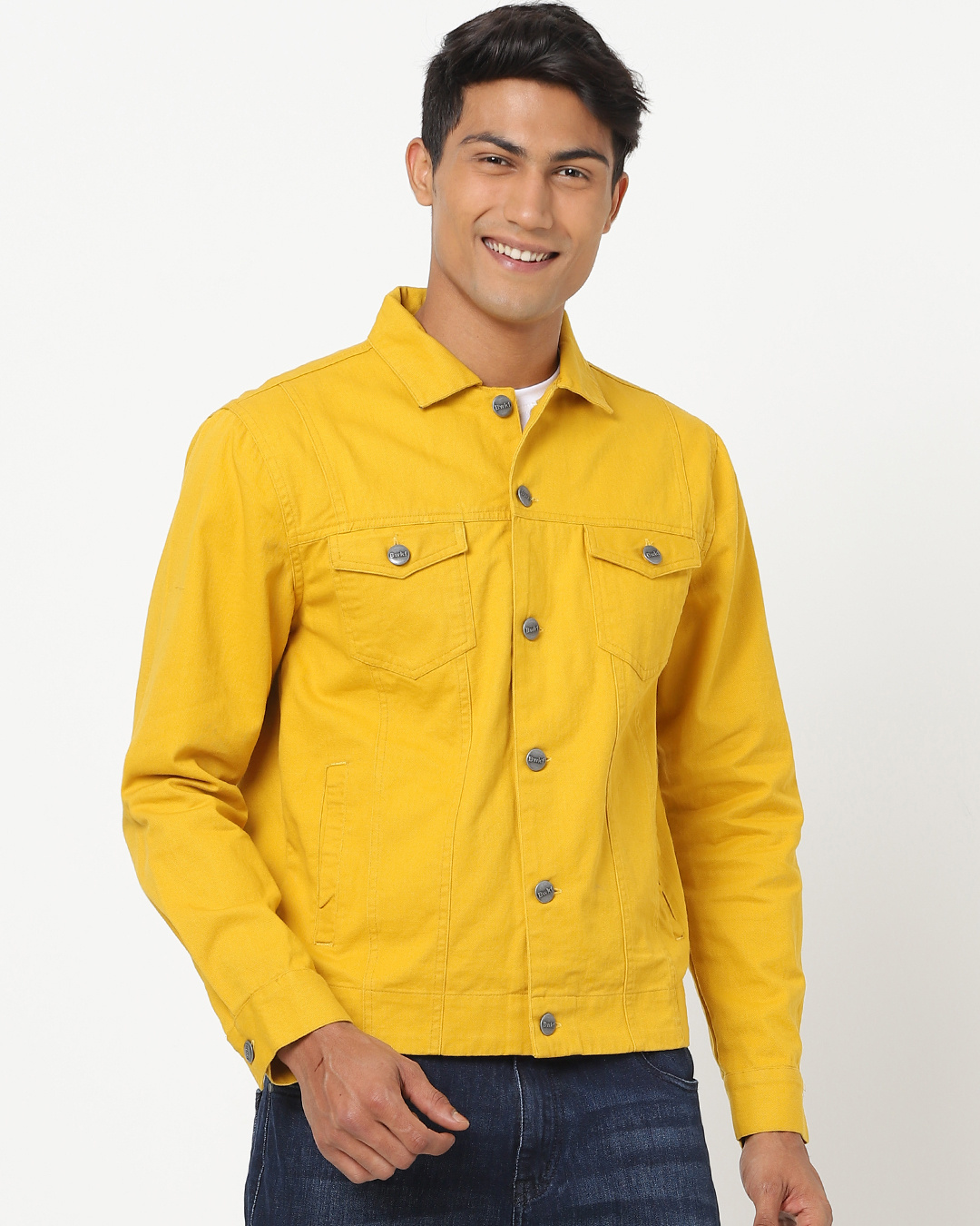 Buy Men's Yellow Twill Denim Jacket Online at Bewakoof