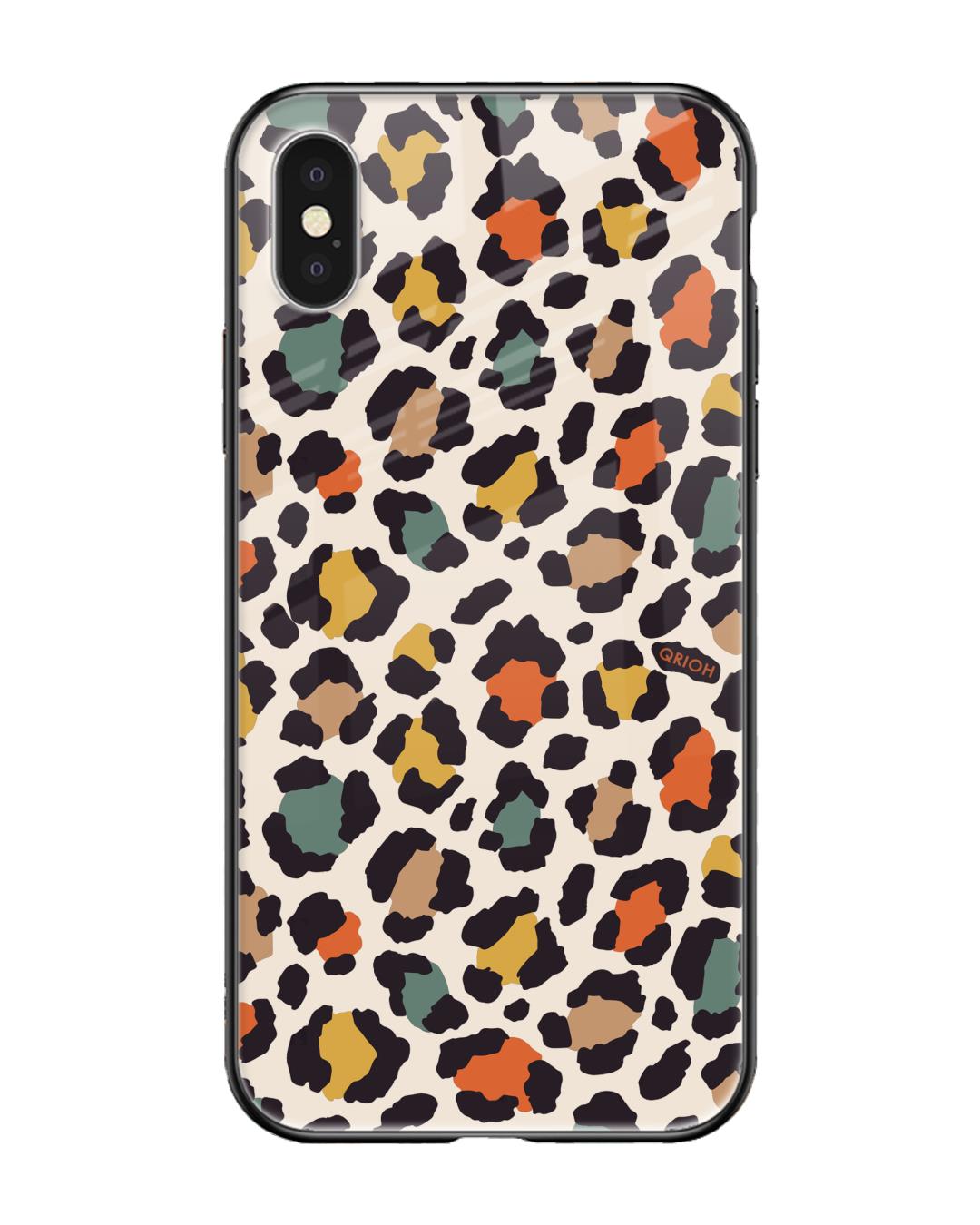 Buy Leopard Printed Premium Glass Cover For iPhone XS (Impact Resistant ...
