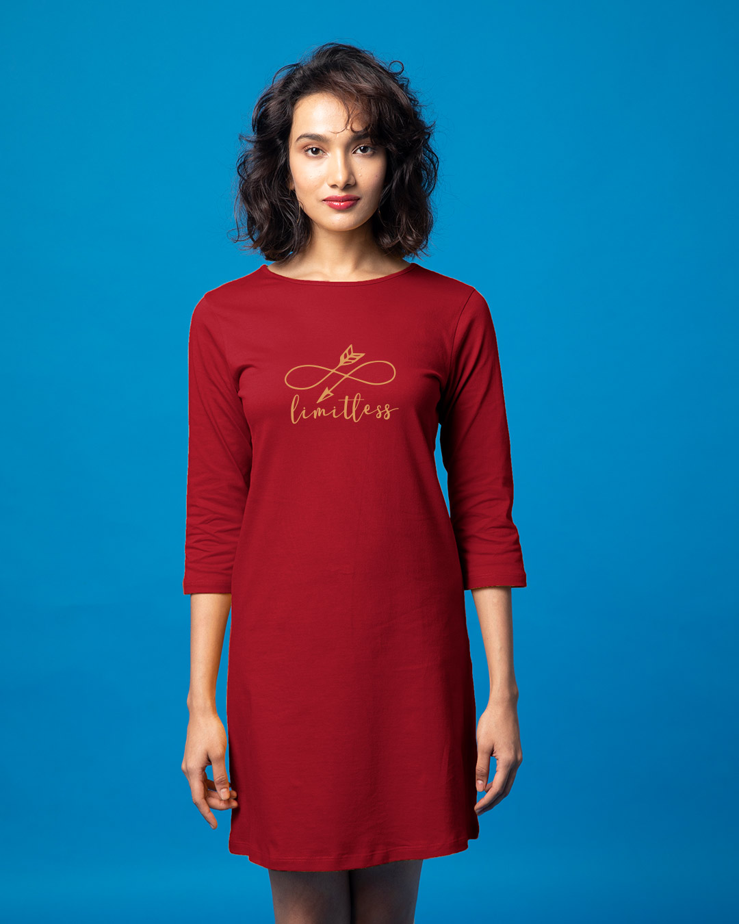 Buy Limitless Arrow Boat Neck 3/4th Sleeve T-Shirt Dress Online at Bewakoof