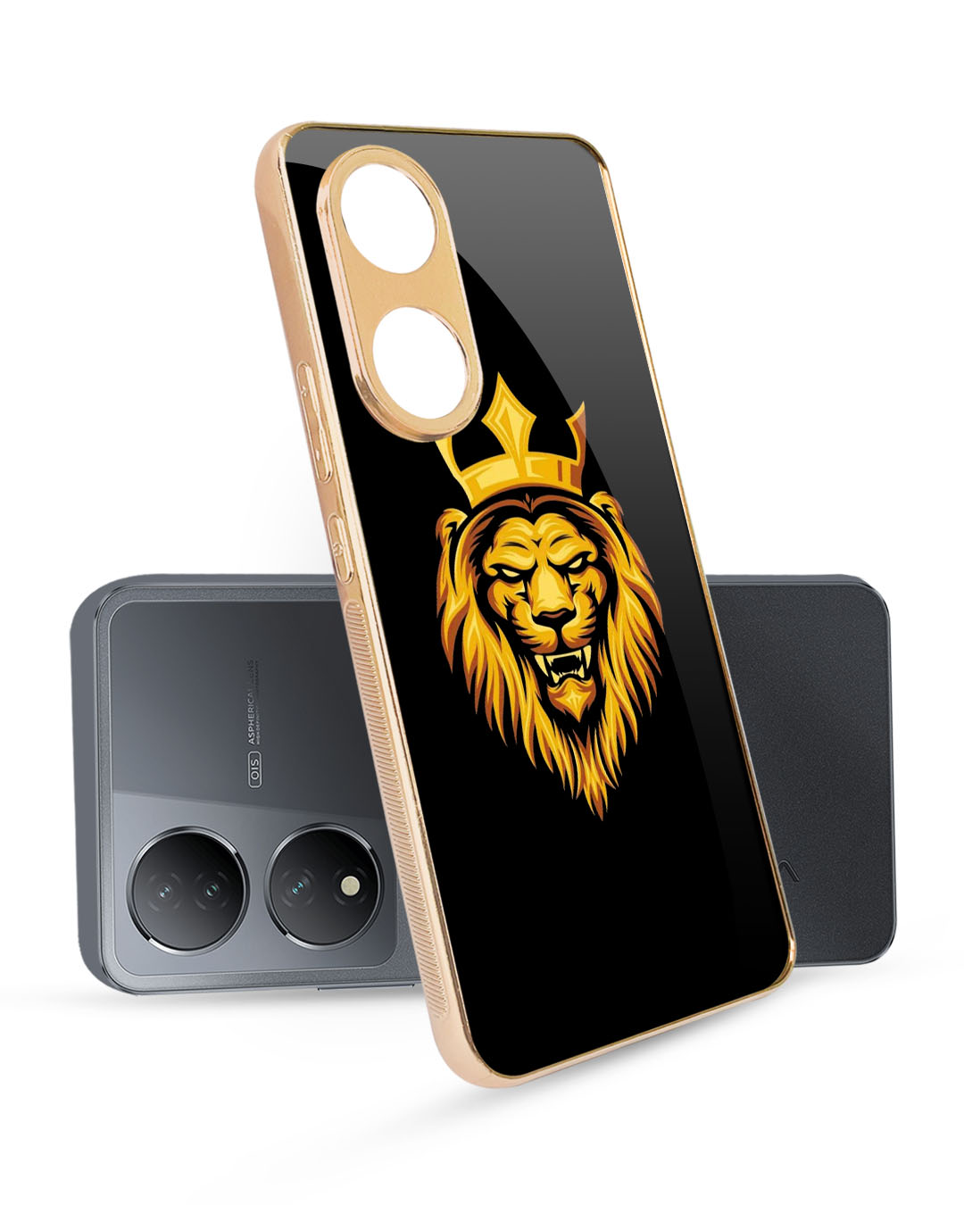 Buy Lion The King Copper Metallic Gold Premium Glass Case for Vivo Y100 ...