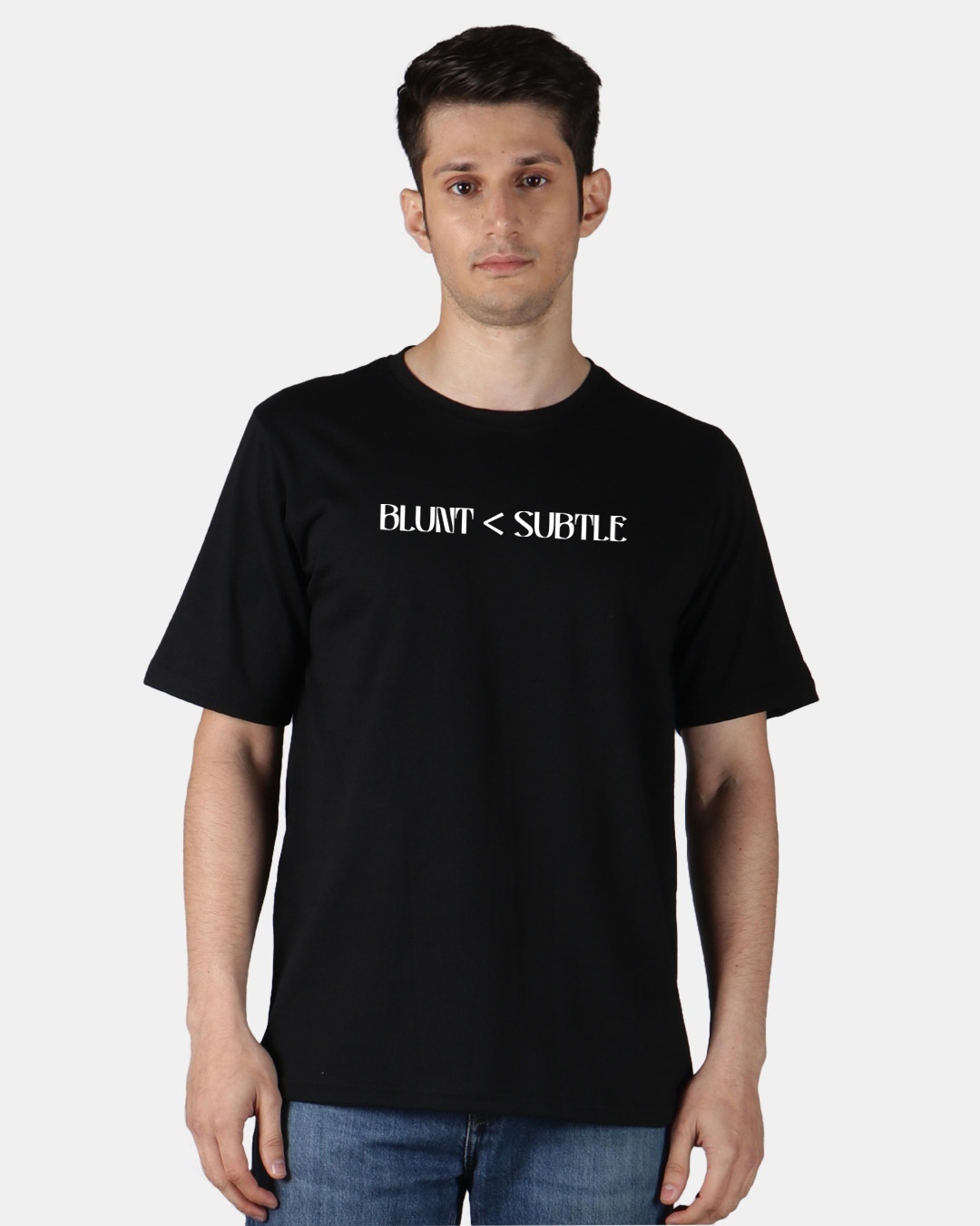 Buy Mad Over Print Men's Black Blunt Subtle Typographic T-Shirt for Men ...