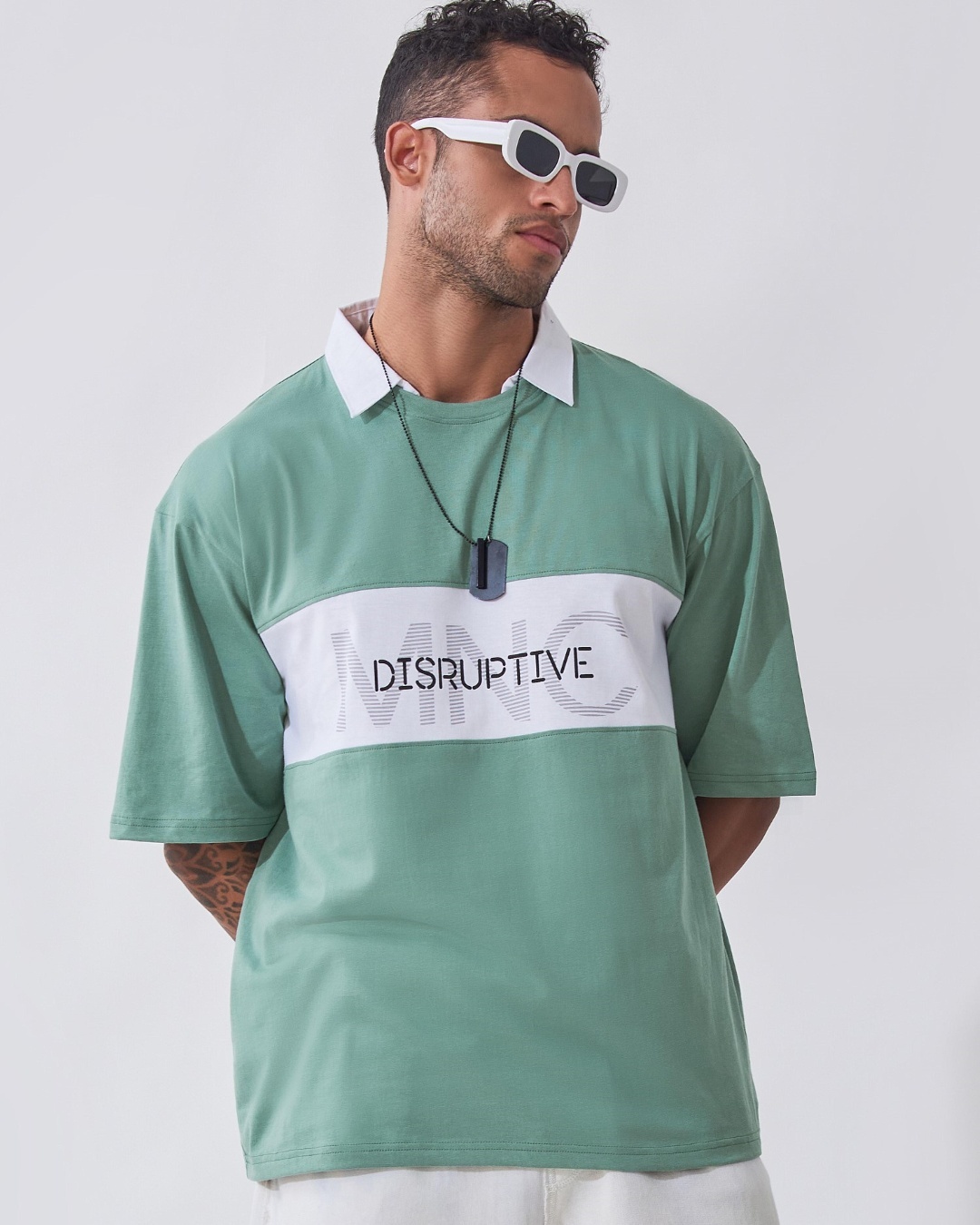 Buy Men's Green Color Block T-shirt Online at Bewakoof