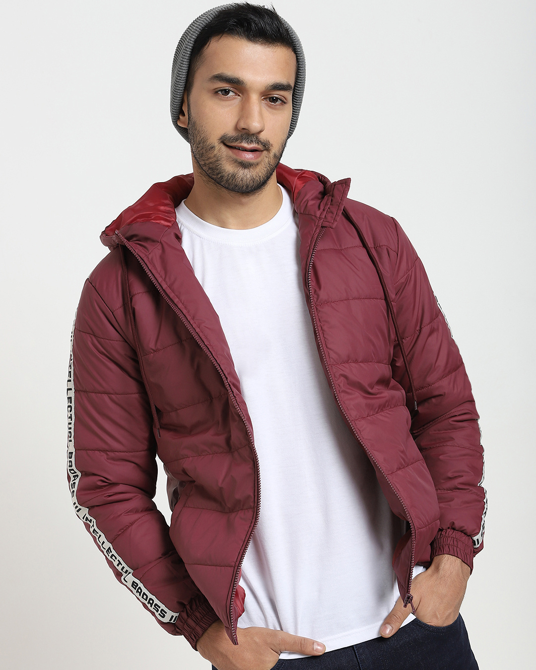 Buy Men's Maroon Puffer Jacket Online at Bewakoof