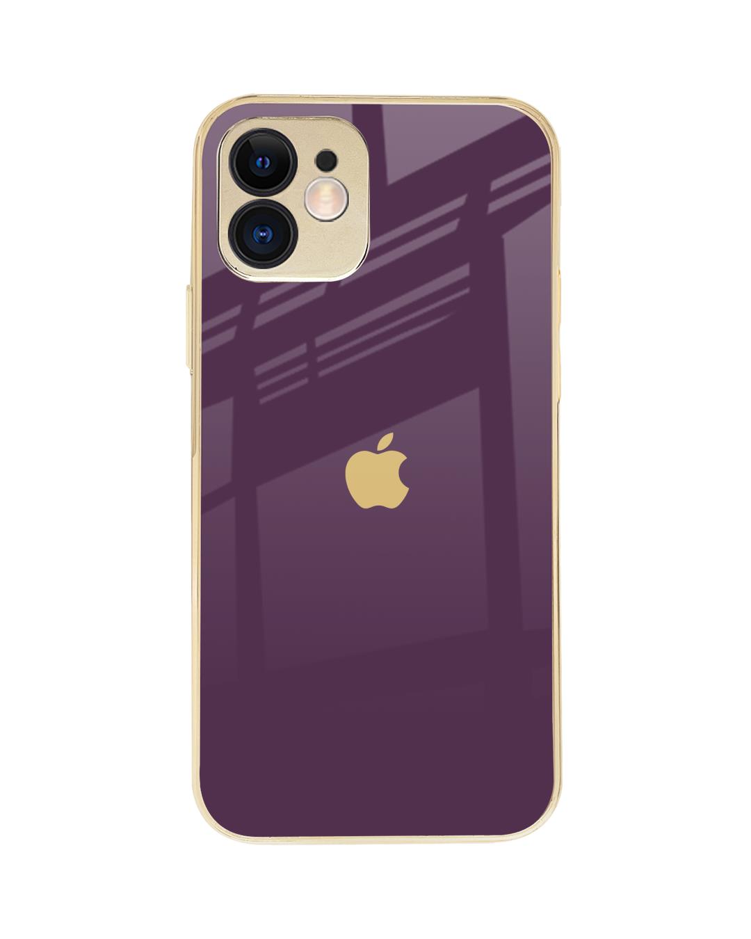 Buy Mauve Purple Gold Logo Metallic Gold Premium Glass Case for Apple ...