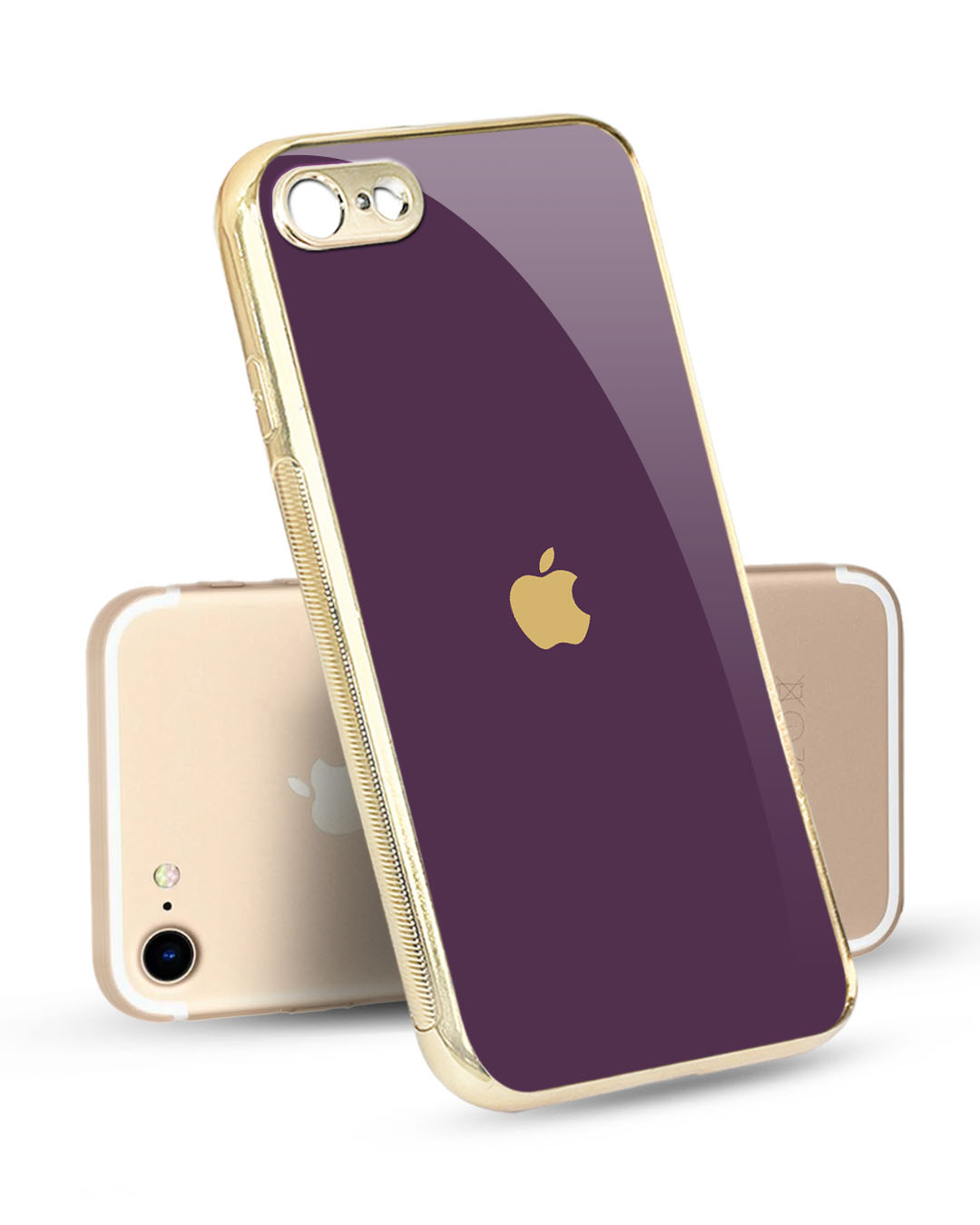Buy Mauve Purple Gold Logo Metallic Gold Premium Glass Case for Apple ...