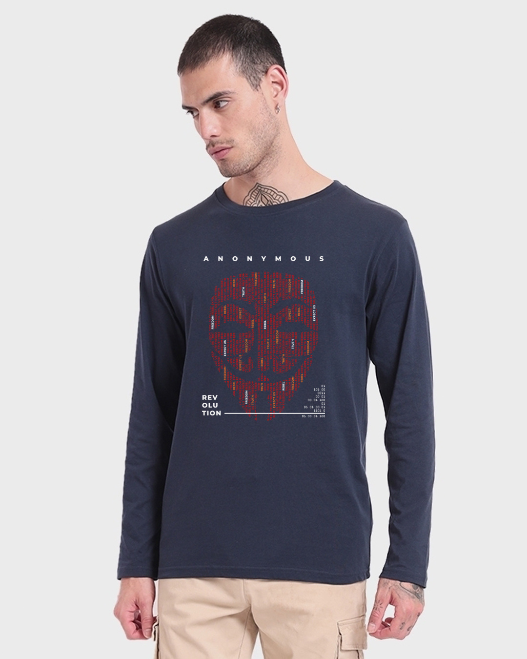 Buy Men's Navy Blue Anonymous Graphic Printed T-shirt Online at Bewakoof