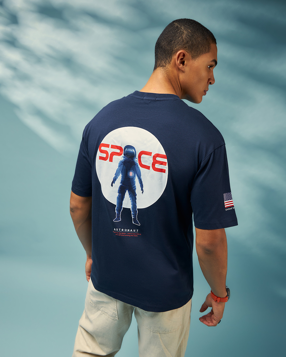 Buy Men's Blue Astro Space Graphic Printed Oversized T-shirt Online at ...