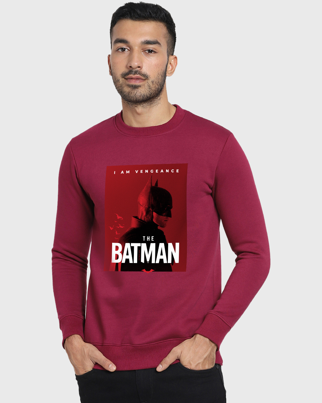 Buy Men's Red The Batman Poster Graphic Printed Sweatshirt Online at ...