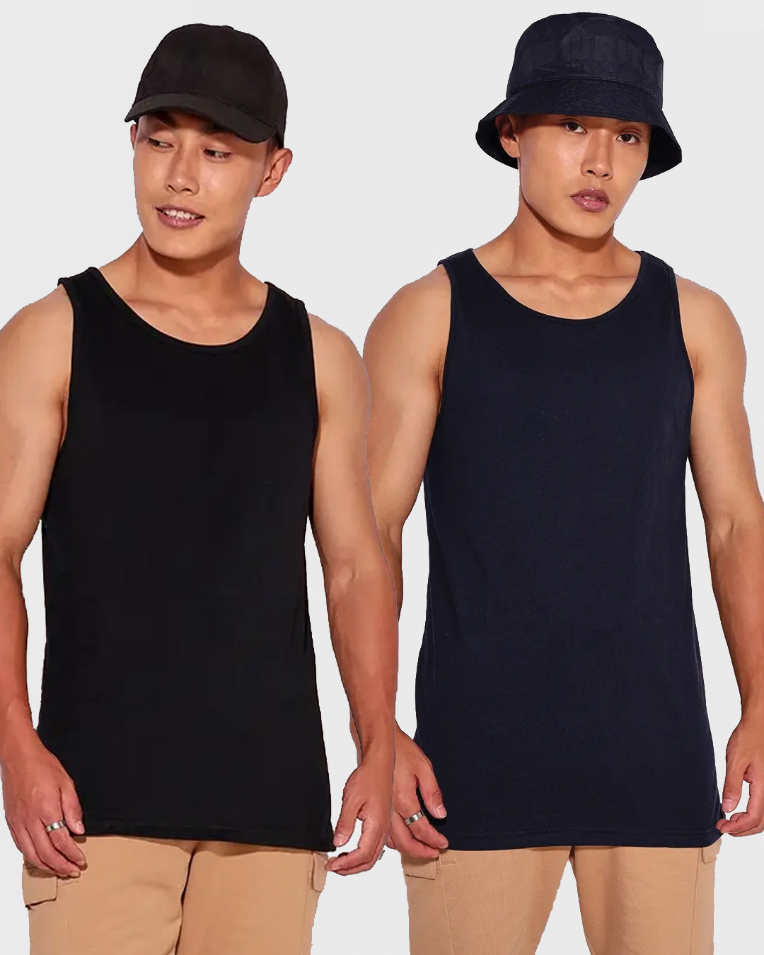 Buy Pack of 2 Men's Black & Navy Blue Vest Online at Bewakoof