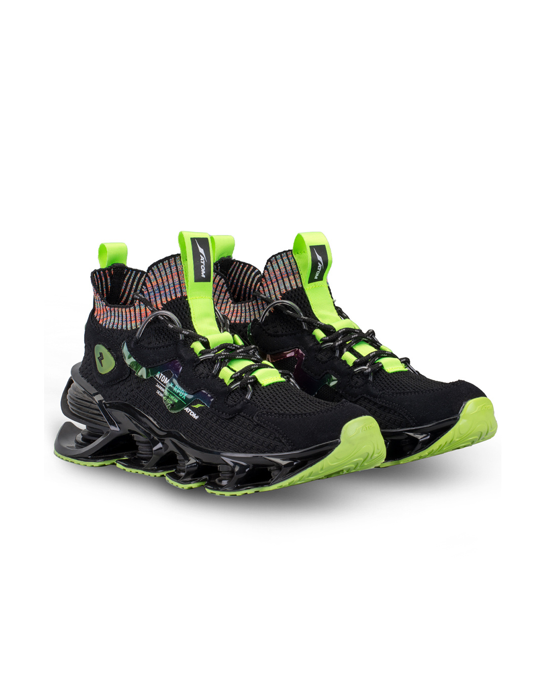 Buy Men's Black & Green Spring Edge Alpha 1 Mid-Top Sneakers Online in ...