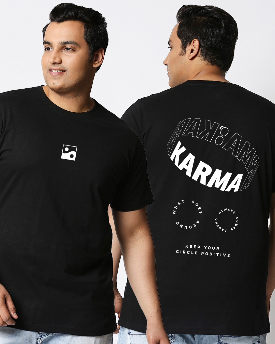 Buy Men's Black Karma Circles Typography Plus Size T-shirt Online at ...