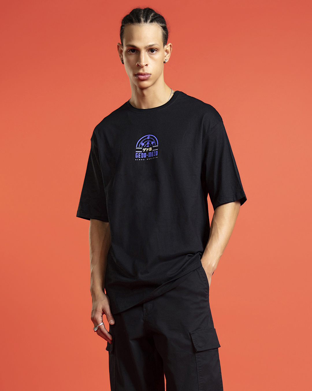 Buy Men's Black Obito X Gedo Mezo Graphic Printed Oversized T-shirt ...