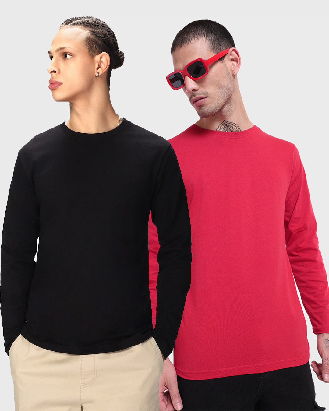 Buy Pack of 2 Men's Black & Red T-shirt Online at Bewakoof