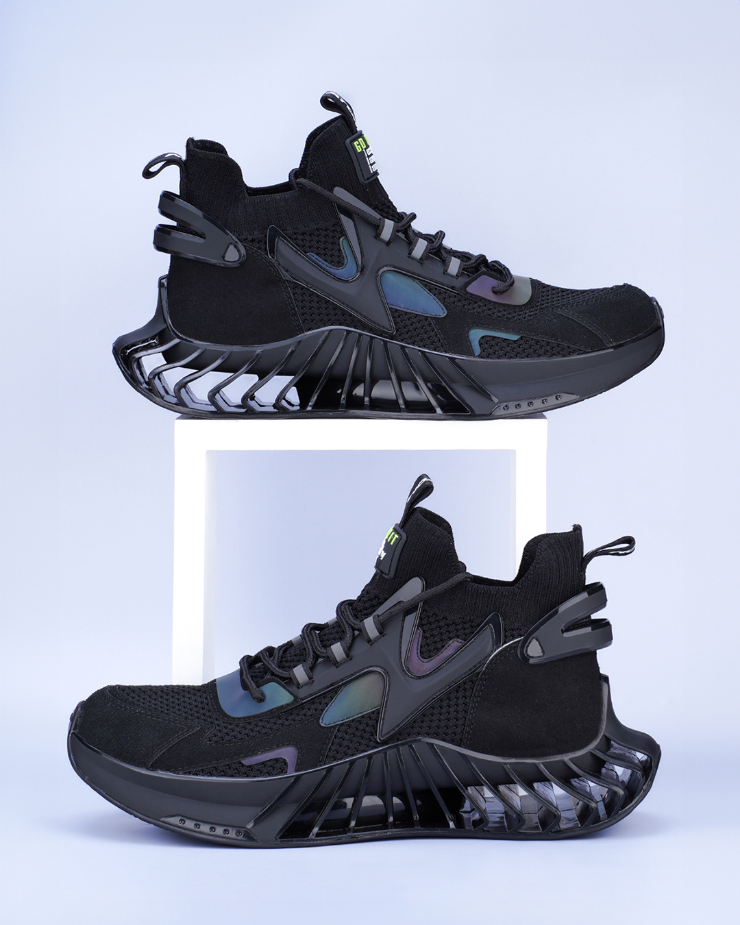 Buy Men's Black Speed Rider High-Top Sneakers Online in India at Bewakoof