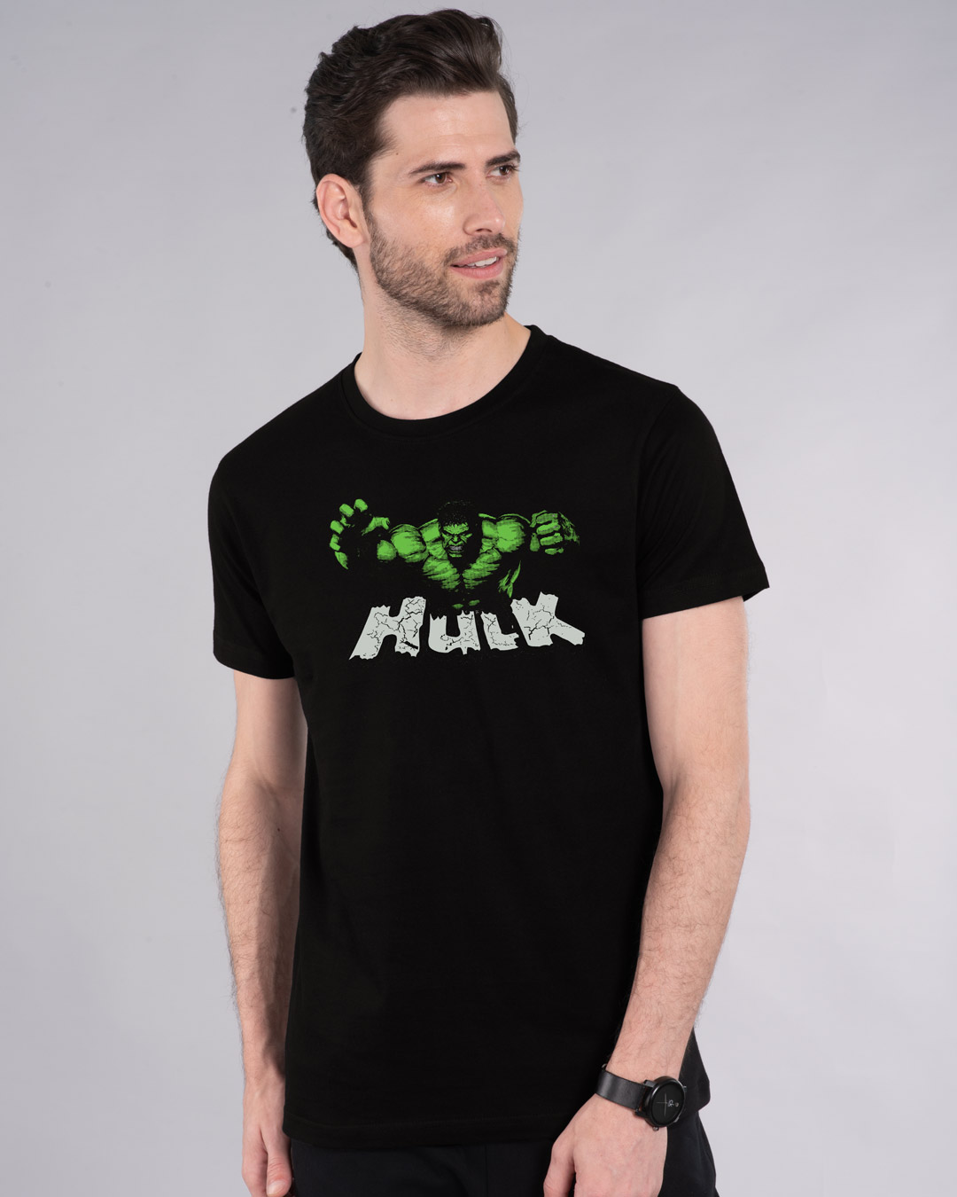 Buy Men's Black The Hulk (AVL) Graphic Printed T-shirt Online at Bewakoof