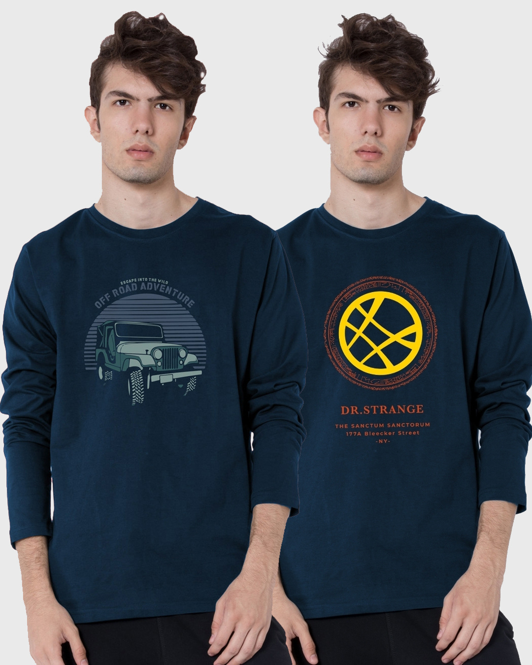 Buy Pack of 2 Men's Navy Blue Graphic Printed T-shirt Online at Bewakoof