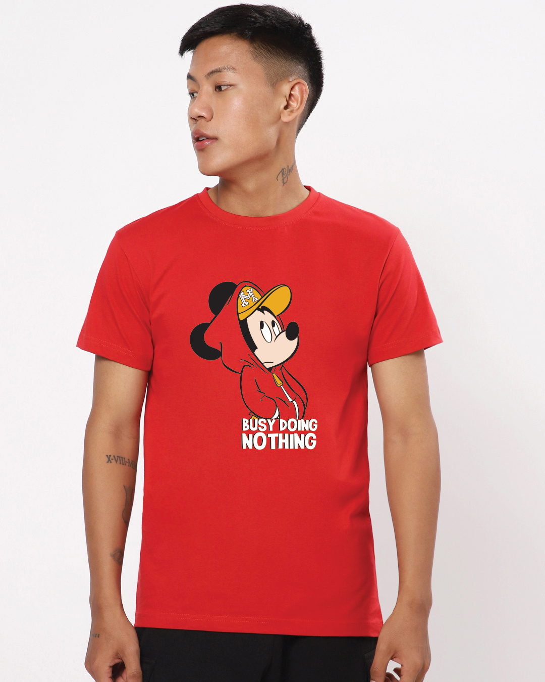 Buy Men's Bold Red Busy Doing Nothing Graphic Printed T-shirt Online at ...