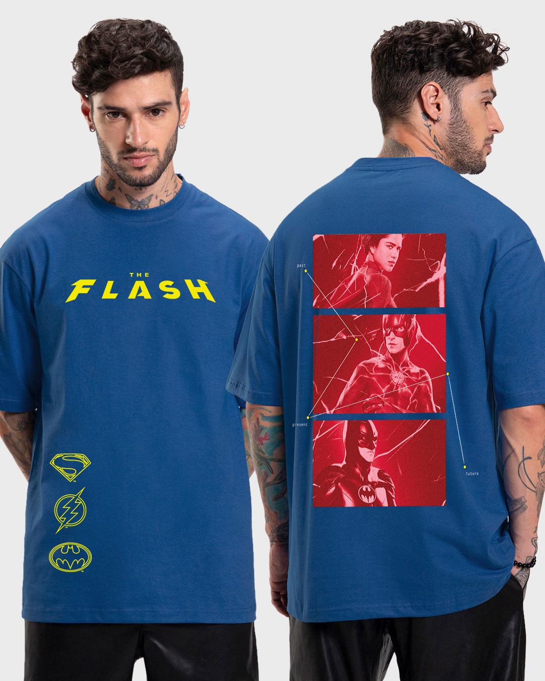 Buy Men's Blue Flash Hero Graphic Printed Oversized T-shirt Online at ...