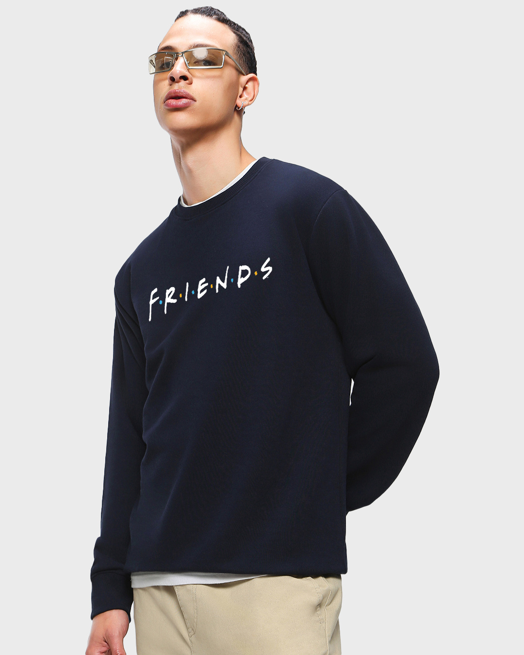 Buy Men's Blue Friends Logo Typography Sweatshirt Online at Bewakoof