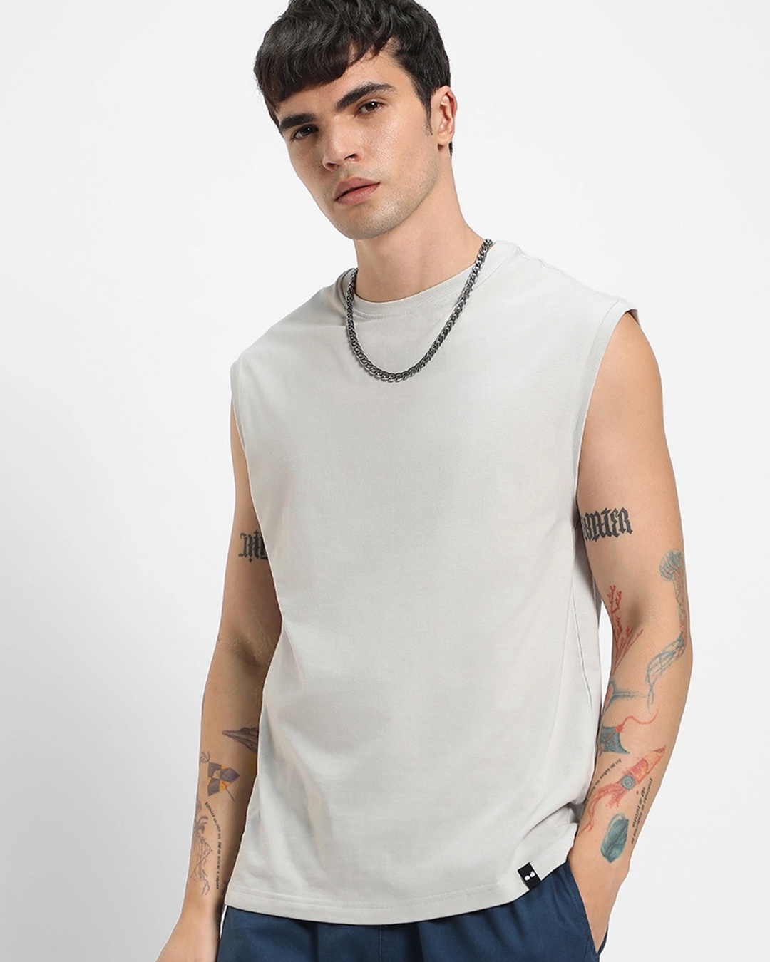 Buy Men Grey Boxy Fit Vest Online at Bewakoof