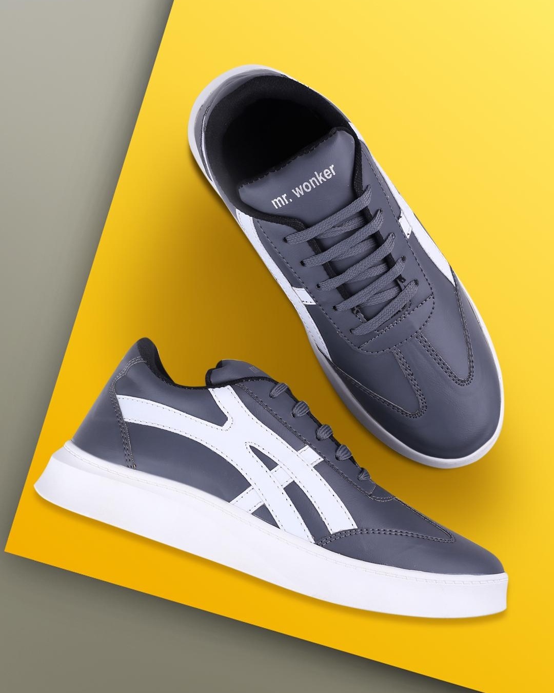 Buy Men Grey Color Block Sneakers Online in India at Bewakoof
