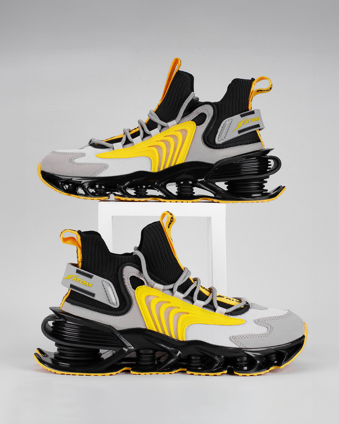 Buy Men's Grey & Yellow Spring Edge Alpha 1 Color Block High-Top ...