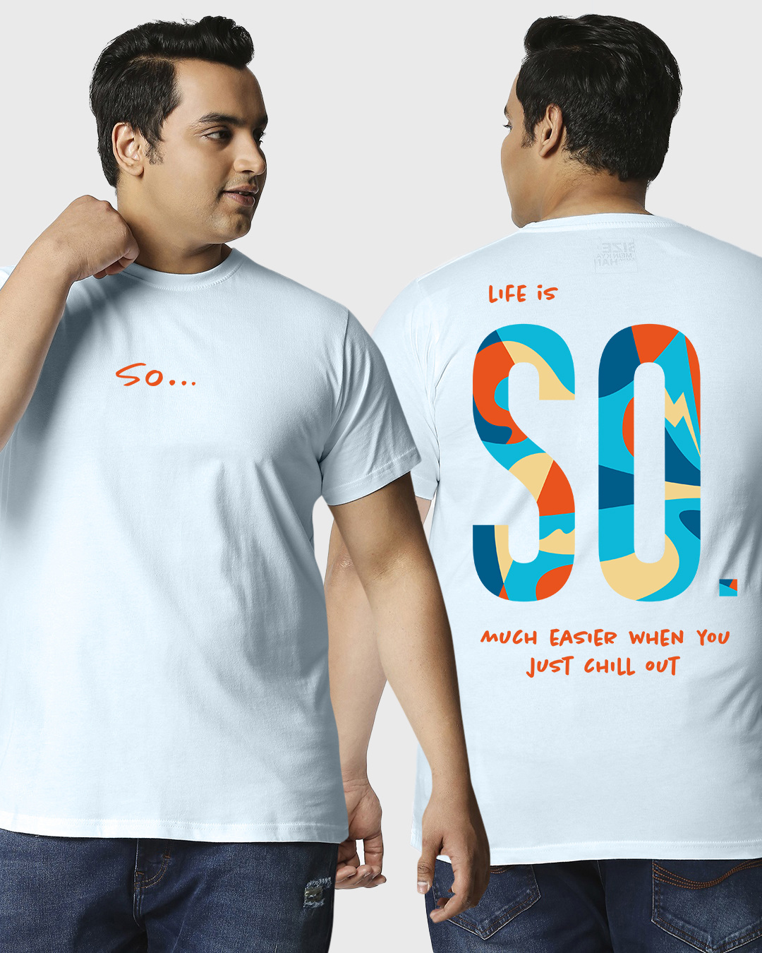 Buy Men's Ice Water Blue SO Typography Plus Size T-shirt Online at Bewakoof