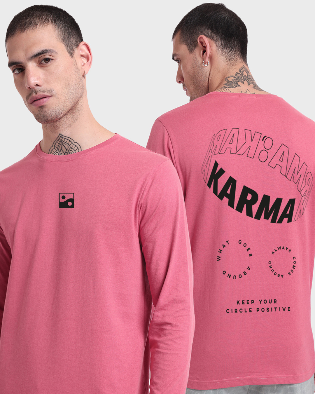 Buy Men's Pink Karma Circles Typography T-shirt Online at Bewakoof