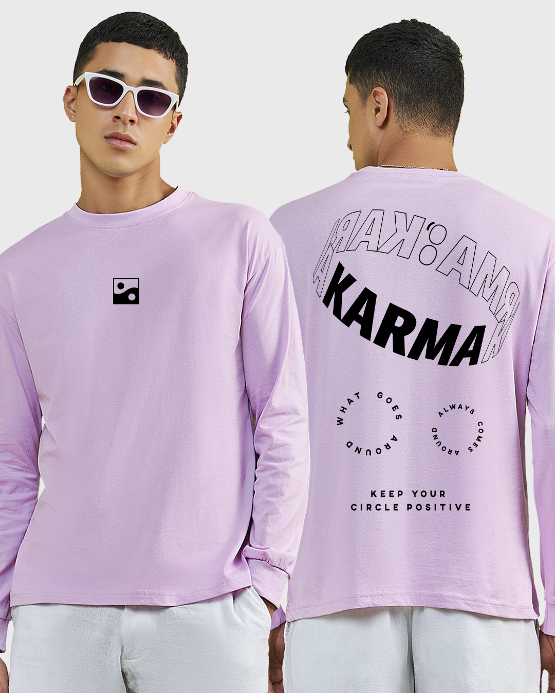 Buy Men's Purple Karma Circles Typography Oversized T-shirt Online at ...