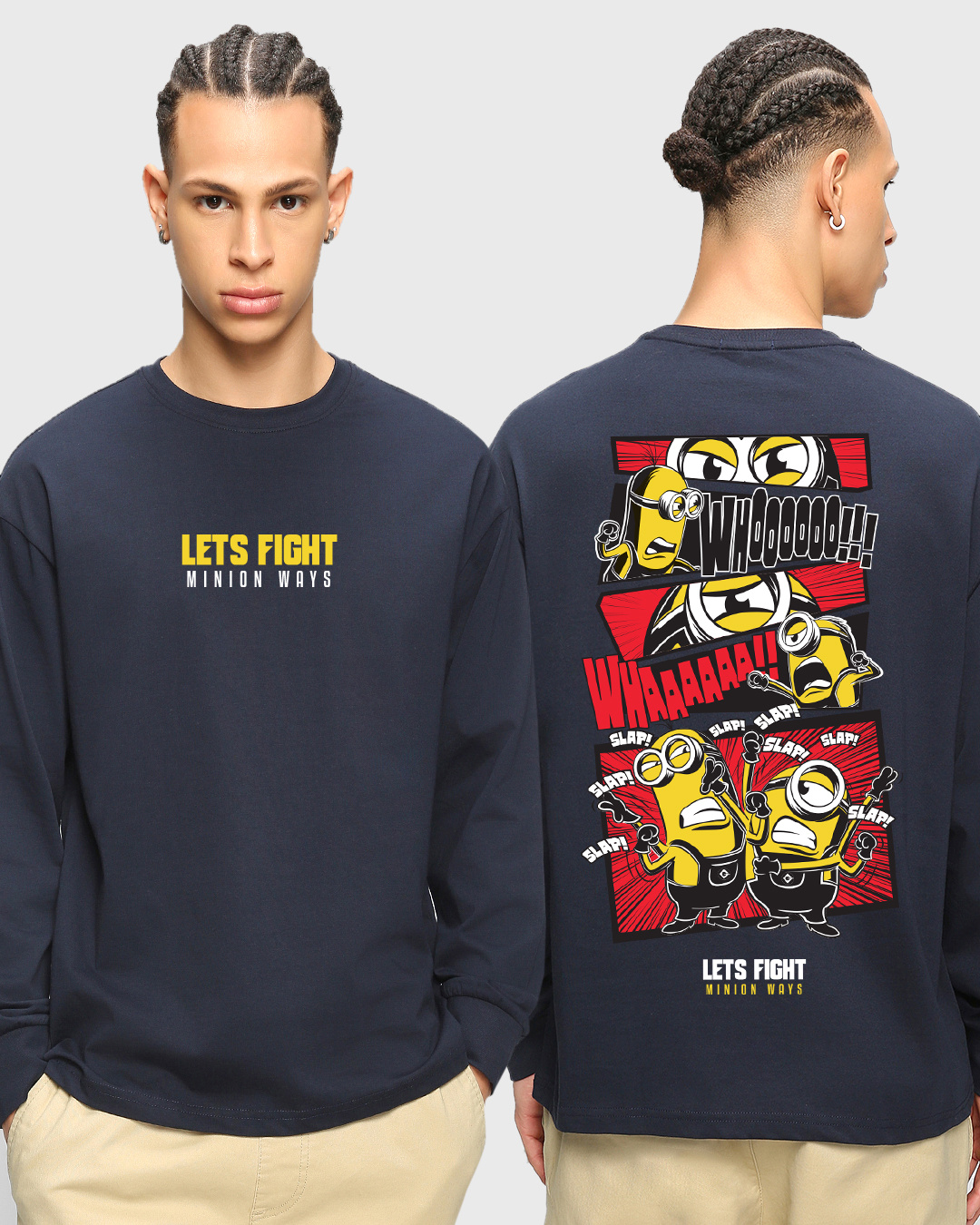 Buy Men's Blue Lets Fight Graphic Printed Oversized T-shirt Online at ...