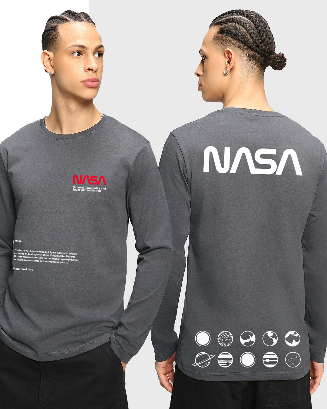 Buy Men's Grey NASA Out Of The Space Typography T-shirt Online at Bewakoof