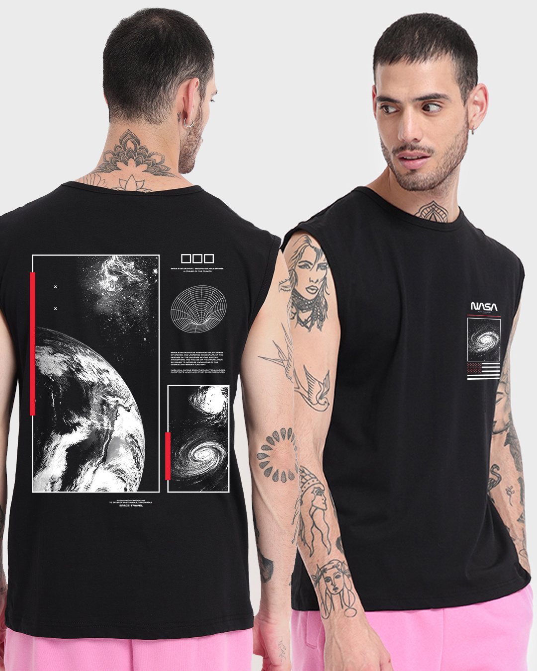 Buy Men's Black Nasa Space Graphic Printed Boxy Fit Vest Online at Bewakoof
