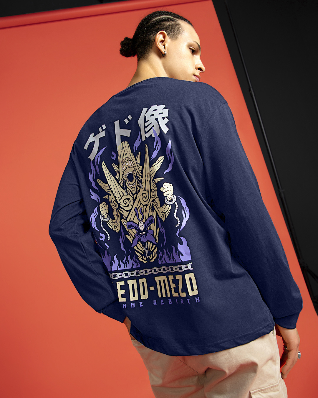 Buy Men's Navy Obito X Gedo Mezo Graphic Printed Oversized T-shirt ...