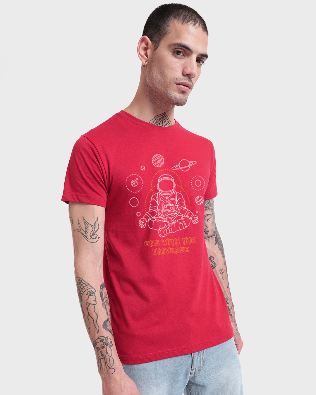 Buy Men's Red One With The Universe Graphic Printed T-shirt Online at ...