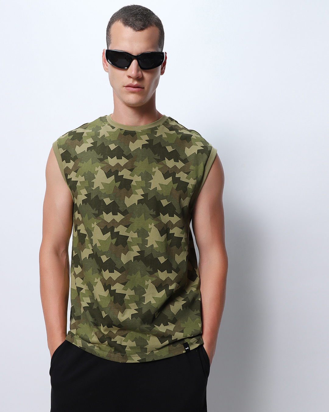Buy Men's Green All Over Printed Oversized Vest Online at Bewakoof