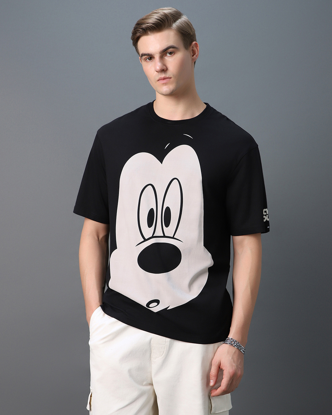 Buy Men's Black Mickey Mouse Graphic Printed Oversized T-shirt Online ...