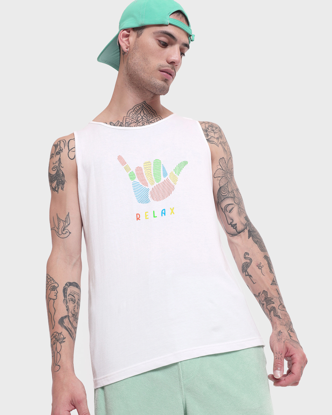 Buy Men's White Relax Graphic Printed Vest Online at Bewakoof