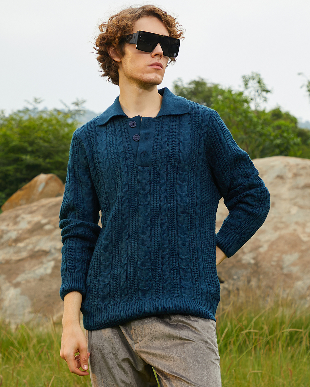 Buy Men's Admiral Blue Sweater Online at Bewakoof