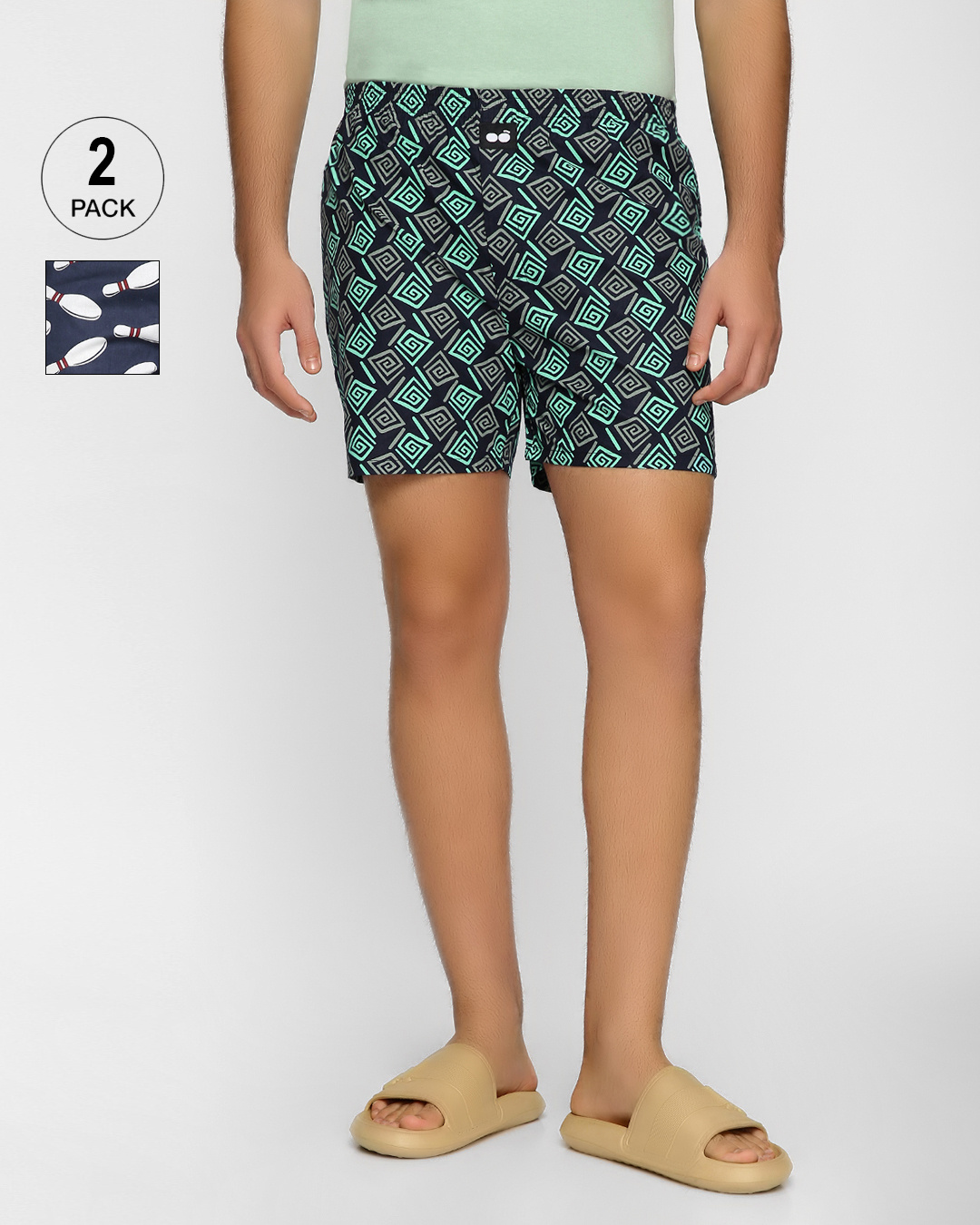 Buy Pack of 2 Men's Blue All Over Printed Boxers Online in India at ...